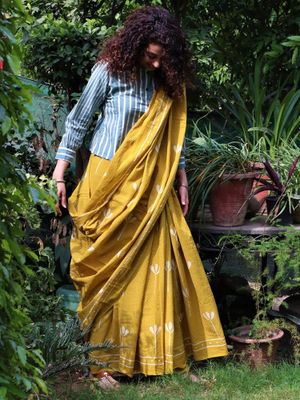 Buy Chidiyaa Sunny Feeling Handblockprinted Cotton Saree Online