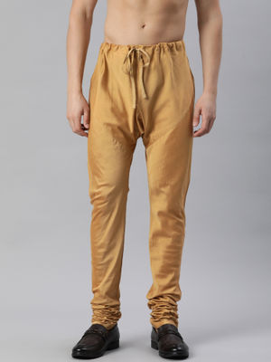 Buy Manthan Brown Art Silk Solid Churidar for Men Online