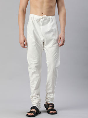 Buy Manthan Cream Cotton Solid Churidar for Men Online