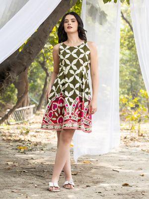 Buy Mabish By Sonal Jain Center Box Pleat Mini Dress (S) Online