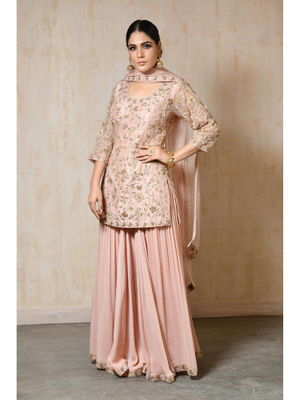 Buy SAISHA Embroidered Silk Sharara (Set of 3) Online