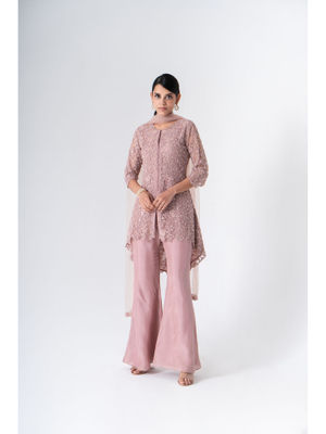 Buy SAISHA High Low Kurti With Bell Bottoms Trouser And Dupatta (Set of ...