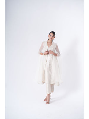Buy SAISHA Organza Cape With Kurta & Pant (Set of 3) Online