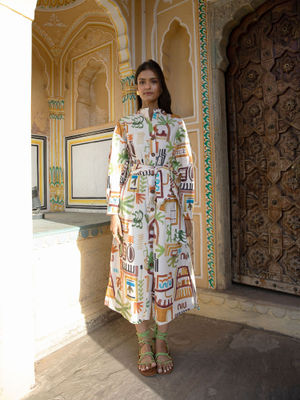 Buy Happi Space Late August Midi Dress In Casablanca-white (Set of 2 ...