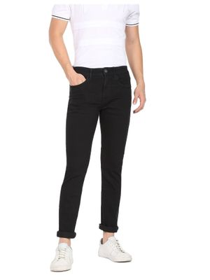 Buy AD By Arvind Men Black Mid Rise Clean Look Slim Fit Jeans Online