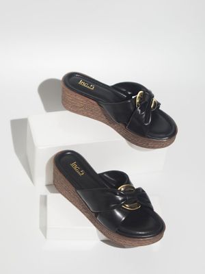 Buy Inc.5 Solid Black Wedges Online
