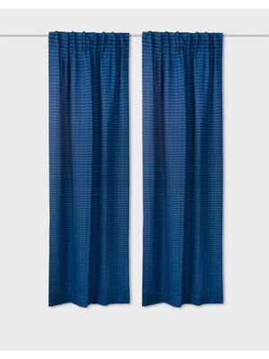 Buy Fabindia Blue Deepali Cotton Semi Sheer Woven Curtain-Long Door Online