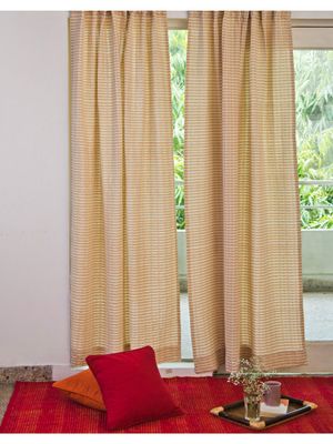 Fabindia Curtains : Buy Fabindia Beige Deepali Cotton Room Darkening ...