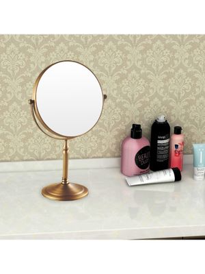 Buy Plantex Round Brass Dual Sided 360 Swivel Countertop Vanity Mirror ...