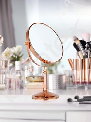 Buy Plantex Brass Magnifying Mirror Dual Side 360 Swivel Mirror Rose ...