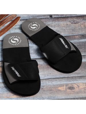Buy SOLETHREADS Freeway Black Colorblock Men Sliders Online