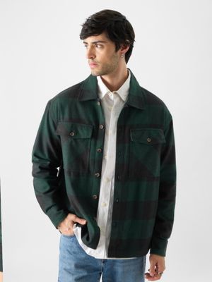 Buy The Souled Store Original Plaid- Black and Green Men Shacket Online