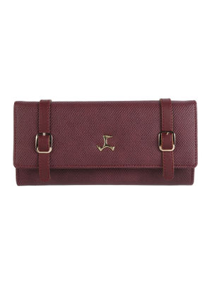 Buy Mochi Maroon Solid Leather Wallet Online