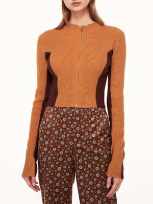 Buy Cider Patchy Zip Up Cardigan Online
