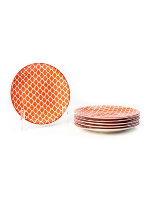 Buy EZ Life Glazed Rising Red Plates Set Of 6 (7 5 Inch) Ceramic ...