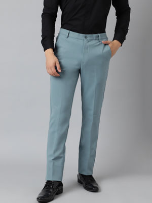 Buy Subtract Flex Waist 4 Way Stretch Formal Trousers in Powder Blue Online