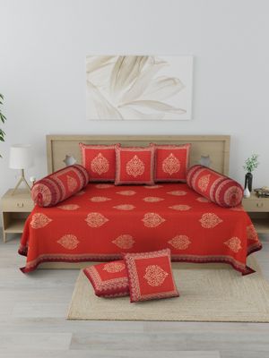 Buy The Home Story Cotton 8 Pcs Diwan Set- 1 Bedsheet - 2 Bolster ...