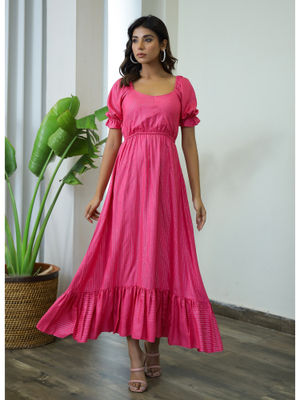 Buy Femme Sequel Moonlight Lurex Pink Maxi Dress Online