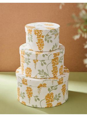 Buy Fabindia Yellow Paper Amaltas Gift Box - Pack of 3 Online