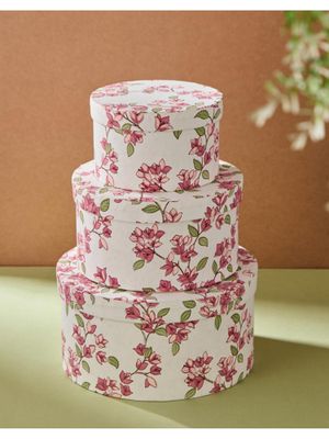 Buy Fabindia Pink Paper Bougainvillea Gift Box - Pack of 3 Online