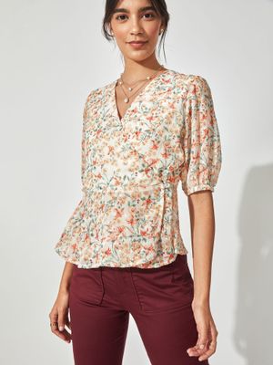 Buy The Label Life White Spring Floral Wrap Top online
