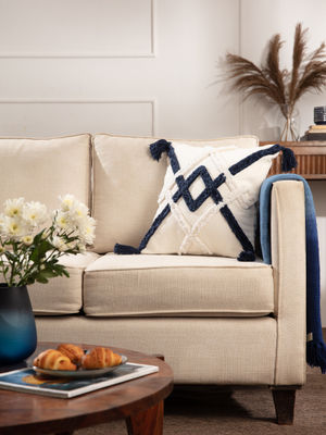 Buy Twig & Twine Vivid Cotton Criss Cross Cushion Cover Online