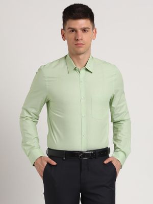 Buy Turtle Men Pure Cotton Slim Fit Solid Pista Green Formal Shirt (36 ...
