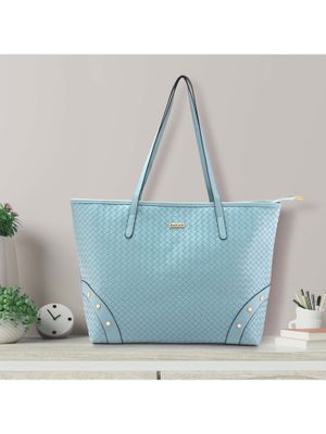 Buy Fastrack Women Textured Blue Tote Bag Online