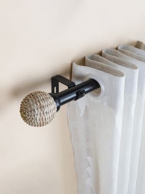 Buy The Decor Mart 84"-144" Wicker Weave Finial Extendable Curtain Rod ...