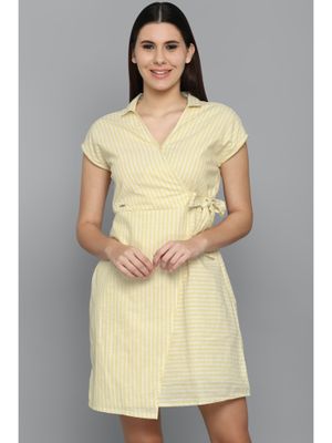 Buy Allen Solly Yellow Collar Neck Stripes Dresses Online