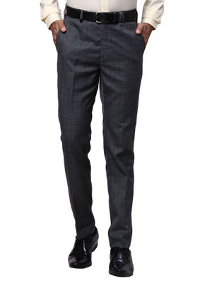 Buy Park Avenue Slim Fit Checkered Grey Trouser Online