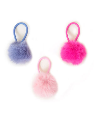 Buy Accessorize London Girls Fluffy Pom Pom Rubber Bands Online