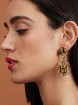 Buy Rhea Meteor-Gold Crystal Drop Earrings Online