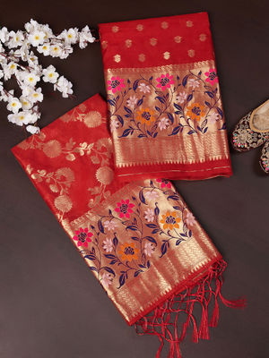 Buy MUFFLY Women'S Banarasi Patola Silk Unstitched Salwar Suit Dress ...