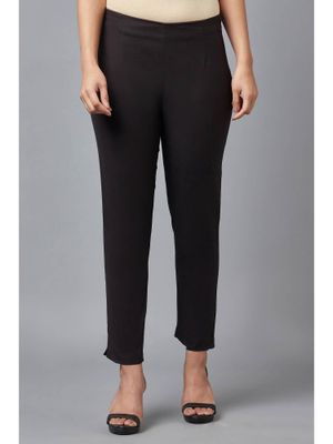 Buy W Black Solid Slim Pants Online