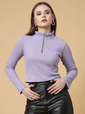Buy RIGO Women Lavender Waffle Top Online