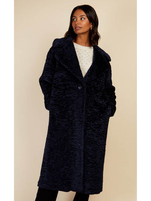 Buy Little Mistress Navy Blue Teddy Coat by Vogue Williams Online