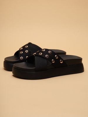 Buy Eridani Bennett Black Casual Platforms Sandal Online