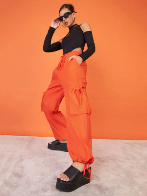 Buy Uptownie Women Cotton Parachute Red Pant Online