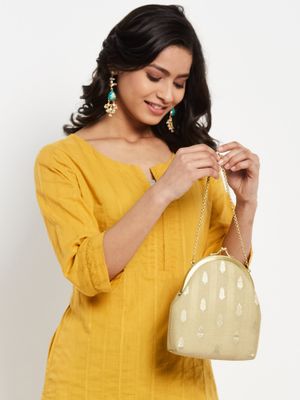 Buy Fabindia Fabric Beige Clutch Bag Online