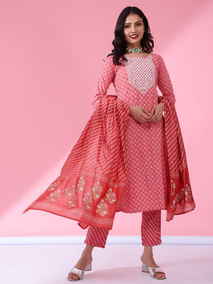 Buy Bani Women Kurta Dupatta Suits-pink (Set of 3) Online
