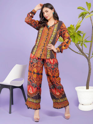 Buy BOHOLYFE Flame Fusion Boho Collared Co-Ord Set (L) Online