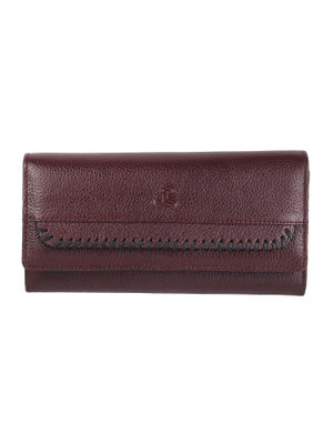 Buy Mochi Maroon Solid Leather Wallet Online
