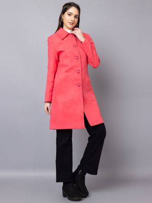 Buy DLANXA Women Winter Wear Stylish Pink Overcoat Online