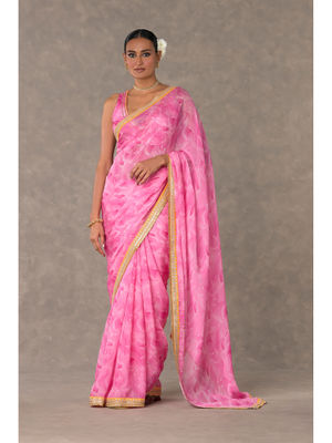 Buy Masaba Pink Bloomerang Saree with Unstitched Blouse Online