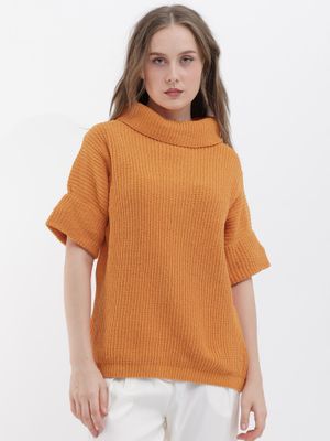 Buy RAREISM Daffy 1 Primary Orange Polyester Sweater Online