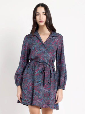 Buy RAREISM Multi-Color Pronat Flared Mini Dress with Belt (Set of 2 ...