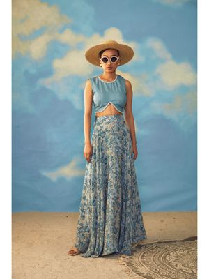 RV Pret Top and Skirt set : Buy RV Pret Dusky Aquamarine Skirt Set Blue ...