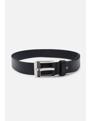 Buy Louis Philippe Men Black Solid Leather Belt (L) Online