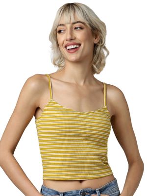 Buy ONLY Women Striped Casual Wear Yellow Top online